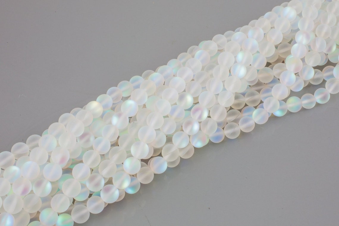 Gorgeous Aura Rainbow Synthetic Moonstone Quartz / Mermaid Stone Matte ...