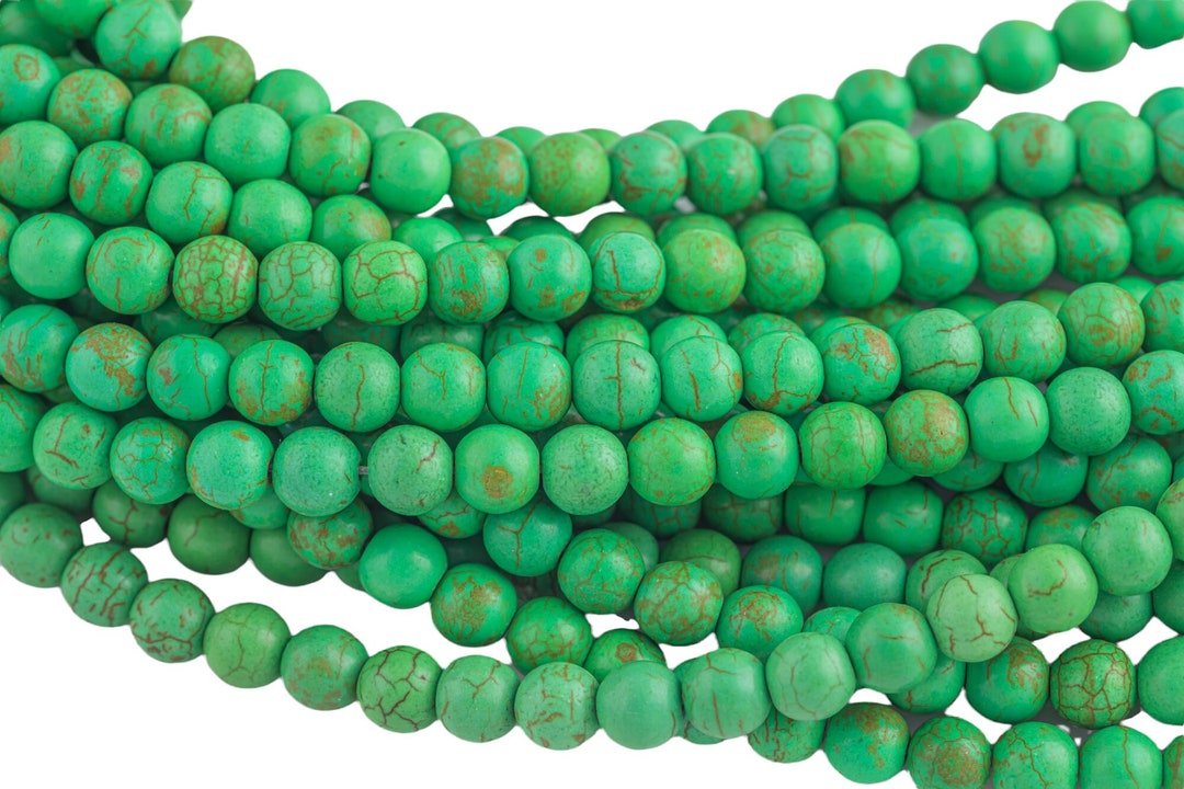 Green Magnesite Turquiose Round- Full 16 Inch Strand- 4mm, 6mm, 8mm ...
