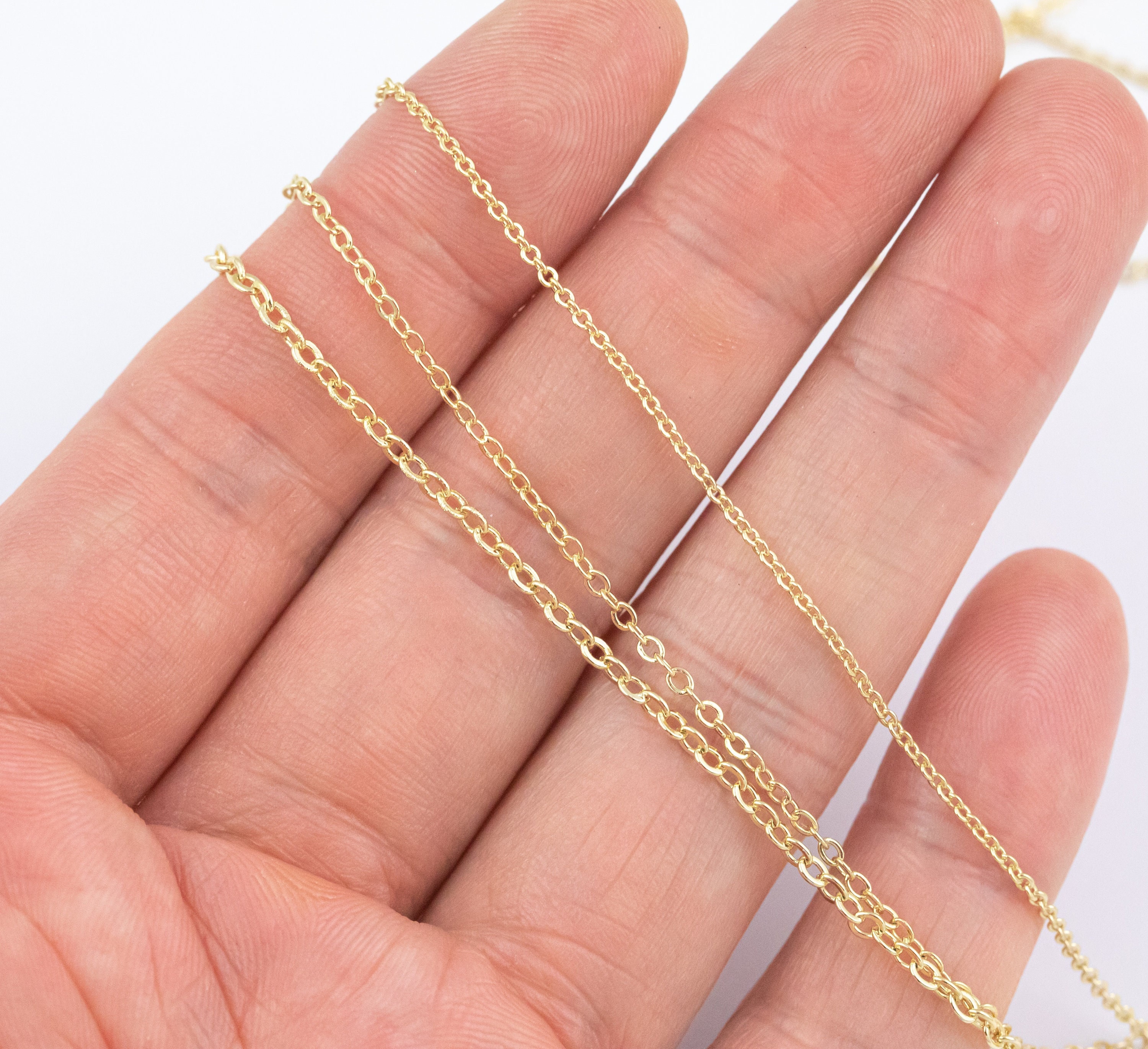 14k Gold Plated Dainty Oval Chains Tarnish Resistant - Etsy