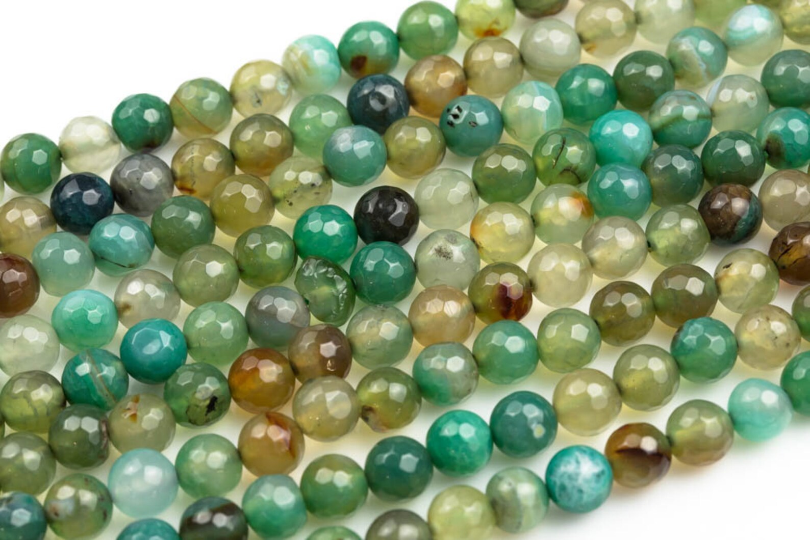 Green Rose Fire Agate- High Quality in Faceted Round- 4mm, 6mm, 8mm ...