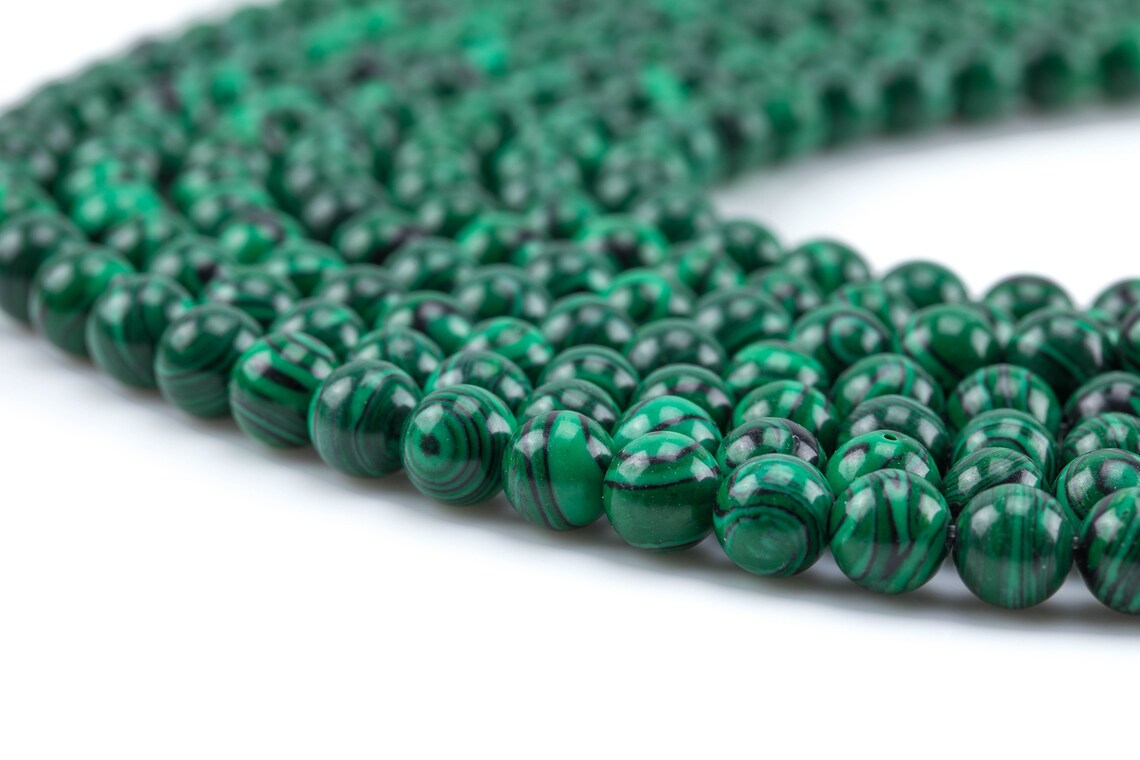 Reconstituted Malachite Smooth Round Sizes 6mm, 8mm, 10mm, 12mm- in ...