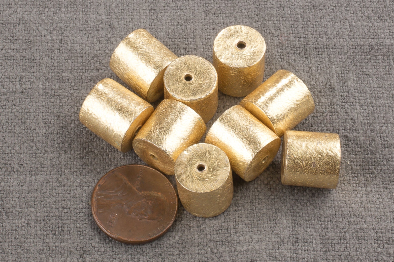 14k Brushed Gold Tube Bead - 6mm 8mm 10mm Gold Barrel Spacer Accent ...
