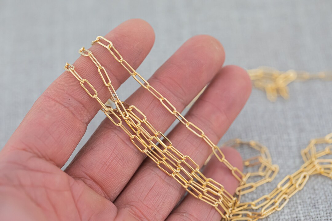 Gold Filled Flat Tubed Chain, Elongated Heavy Oval Chain, 3x8.5mm Links ...