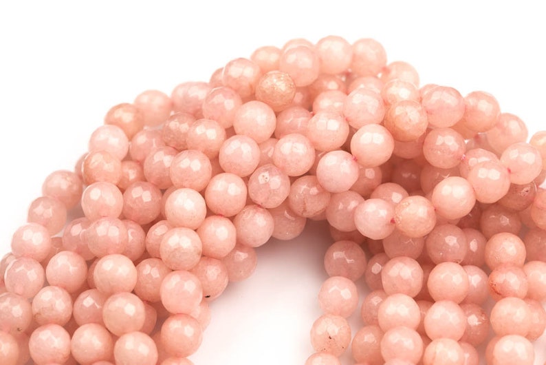 Rose Water Pink- JADE Faceted Round -full Strand 15.5 Inch Strand, 4mm ...