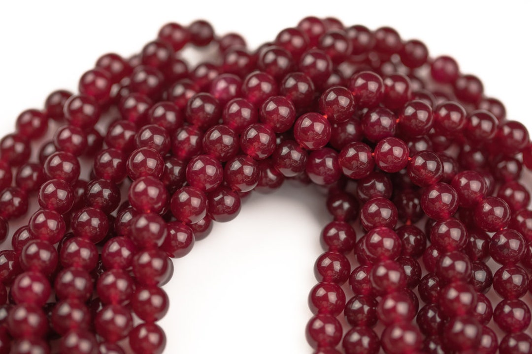 Maroon-jade Smooth Round- 6mm 8mm 10mm 12mm-full Strand 15.5 Inch ...