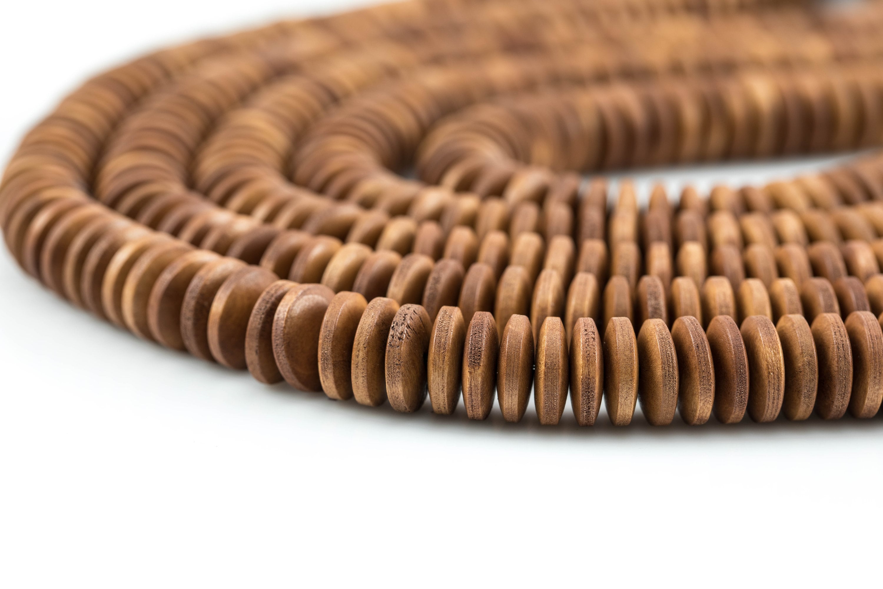 Natural Tan Wood Saucer Shaped Beads - Sold by 15.5" Strands- Large ...