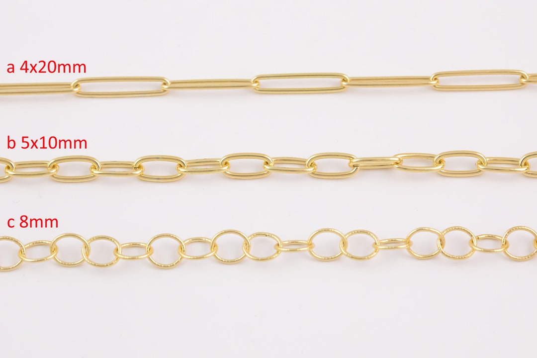 14k Gold Plated Paperclip Chains - Tarnish Resistant Paperclip Chain ...