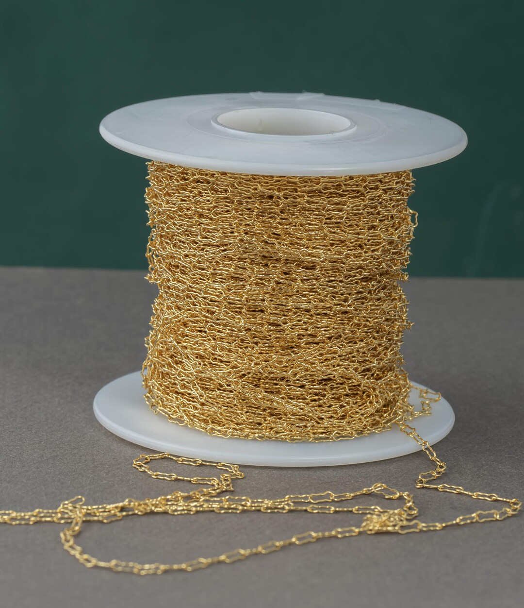 Gold Filled Round Paper Clip Krinkled Waves Chain, Elongated Oval Chain ...