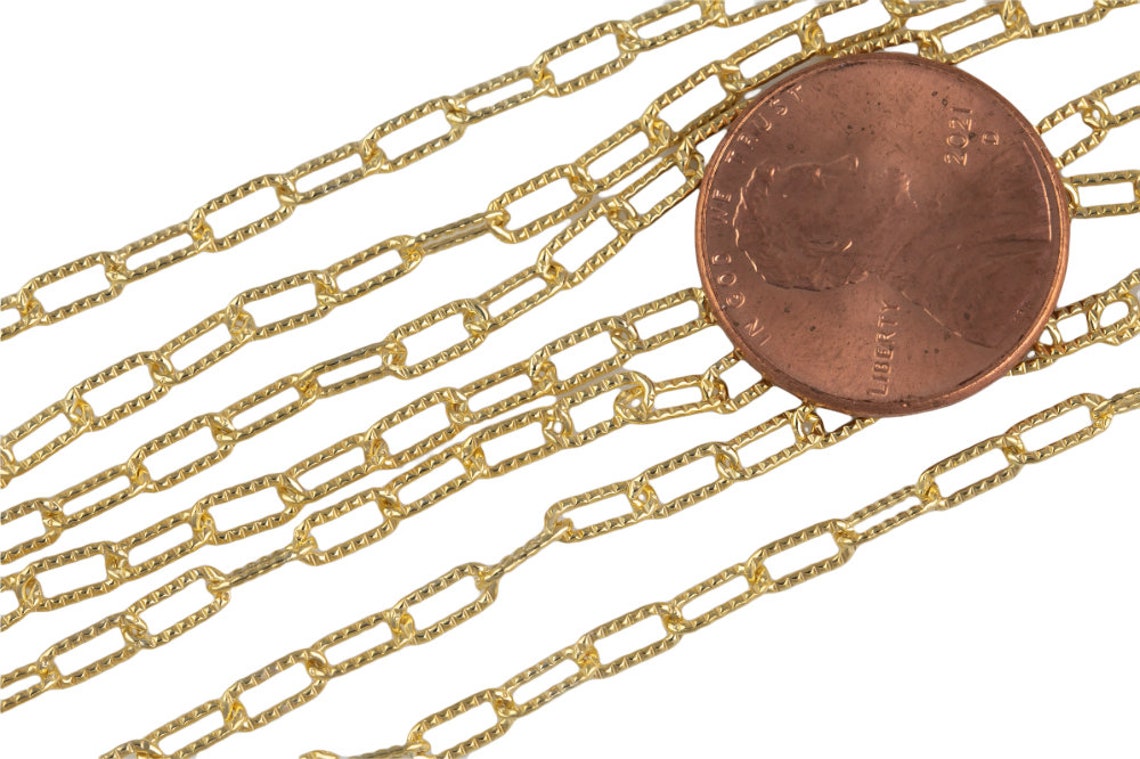 USA MADE Gold Filled Paper Clip Chain Twisted Texturized Tubed - Etsy