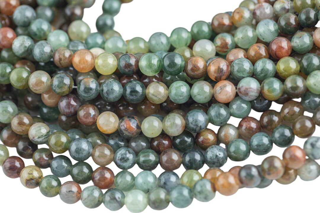 Natural Green Flower Rutilited Beads Full Strands-15.5 Inches- Round ...