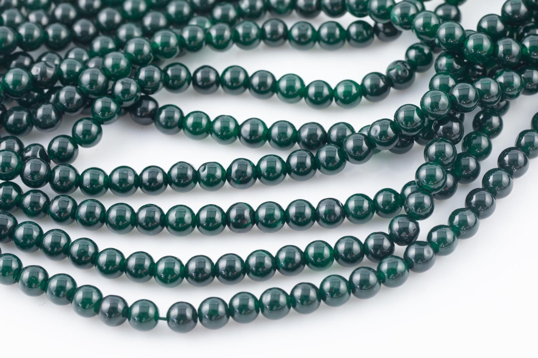 Dark Evergreen - JADE Smooth Round- 6mm 8mm 10mm 12mm-full Strand 15.5 ...
