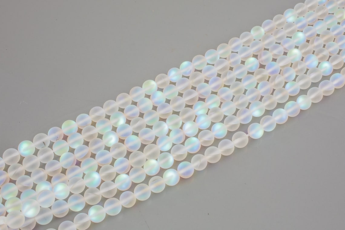Gorgeous Aura Rainbow Synthetic Moonstone Quartz / Mermaid Stone Matte ...