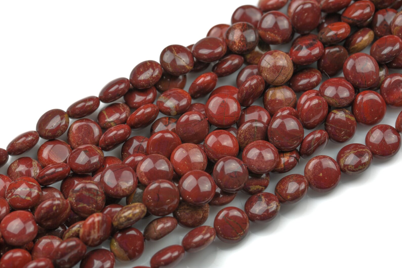 Natural Red Jasper- Puffy Coin Beads-10mm- 41 Pieces- Special Shape ...