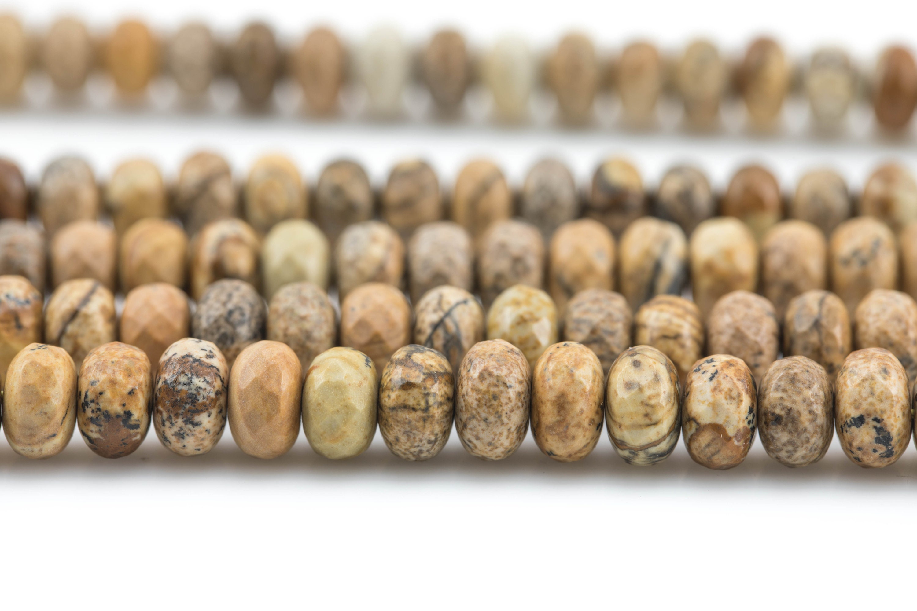 Natural Picture Jasper Faceted Roundel 4mm and 8mm- Full 16 Inch Strand ...