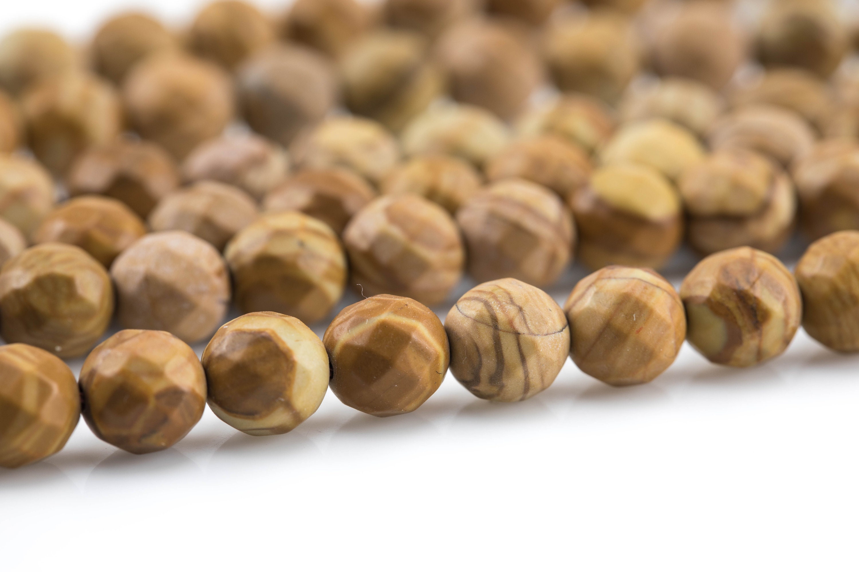 Natural Wood Jasper Faceted Round- Tiger Skin Jasper- 4mm, 6mm, 8mm ...