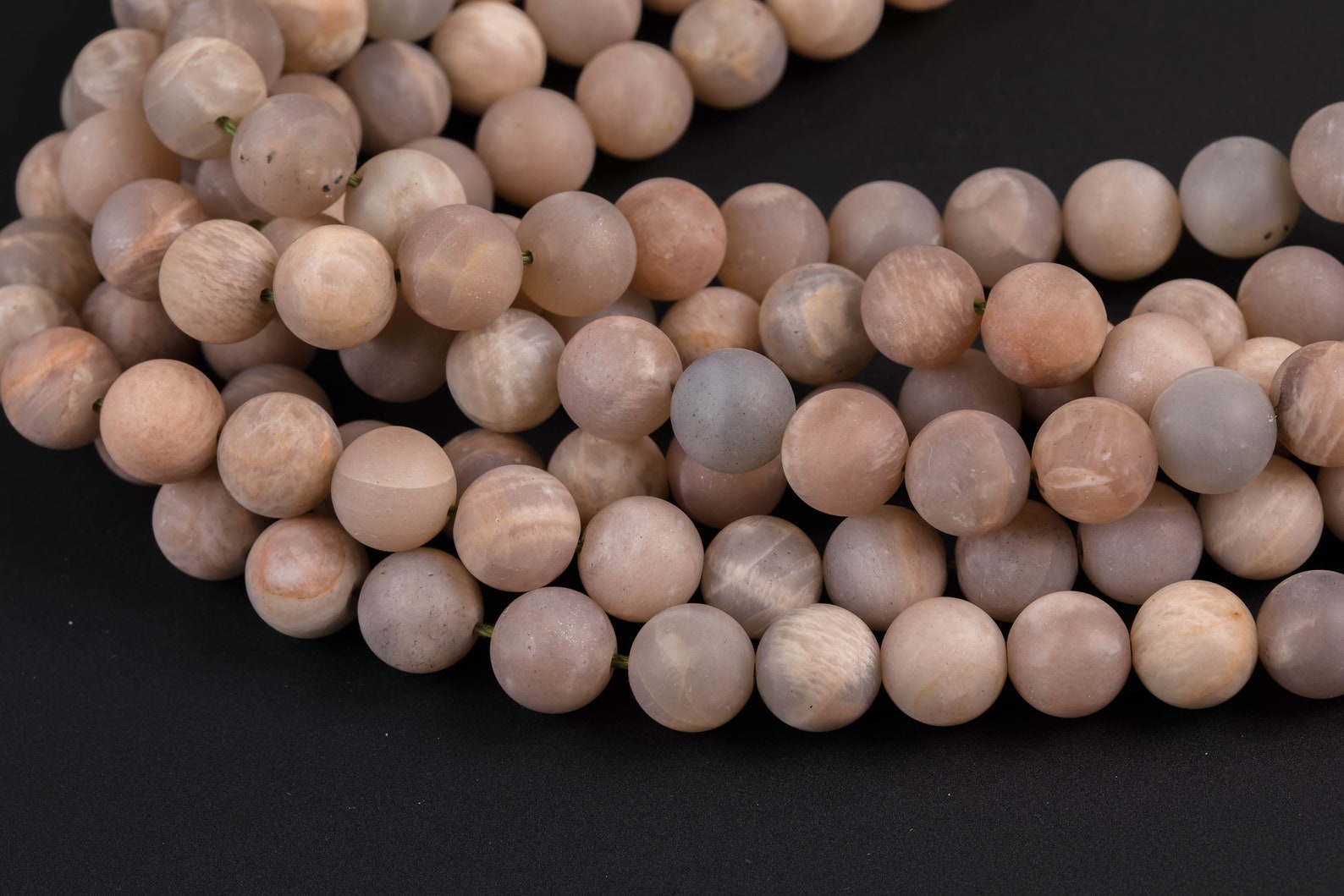 Natural Pink Moonstone Sunstone Beads Matte Round Beads A | Etsy