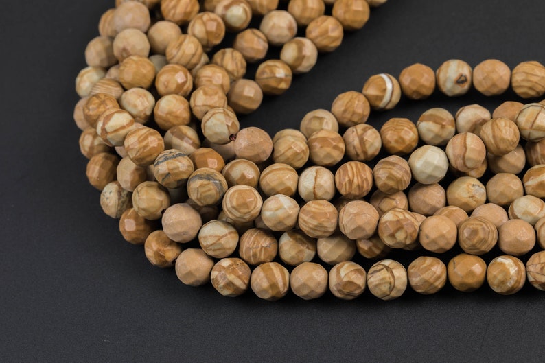 Natural Wood Jasper Faceted Round- Tiger Skin Jasper- 4mm, 6mm, 8mm ...