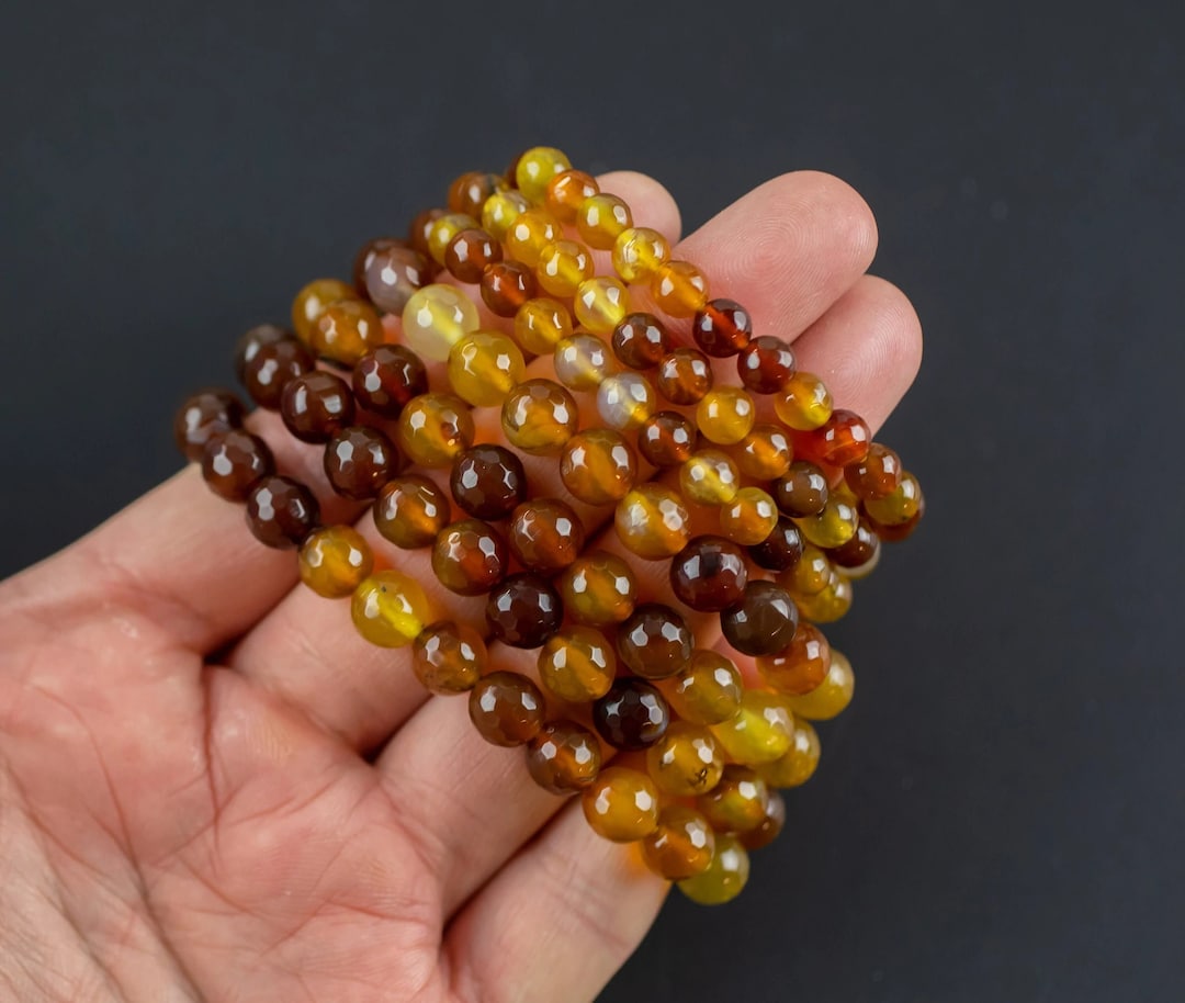 Ember Jade Bracelet Brown Round Size 6mm and 8mm Handmade in USA ...