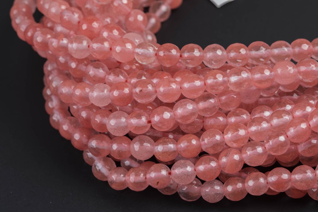 Natural Cherry Quartz, High Quality in Faceted Round-6mm, 8mm, 10mm ...