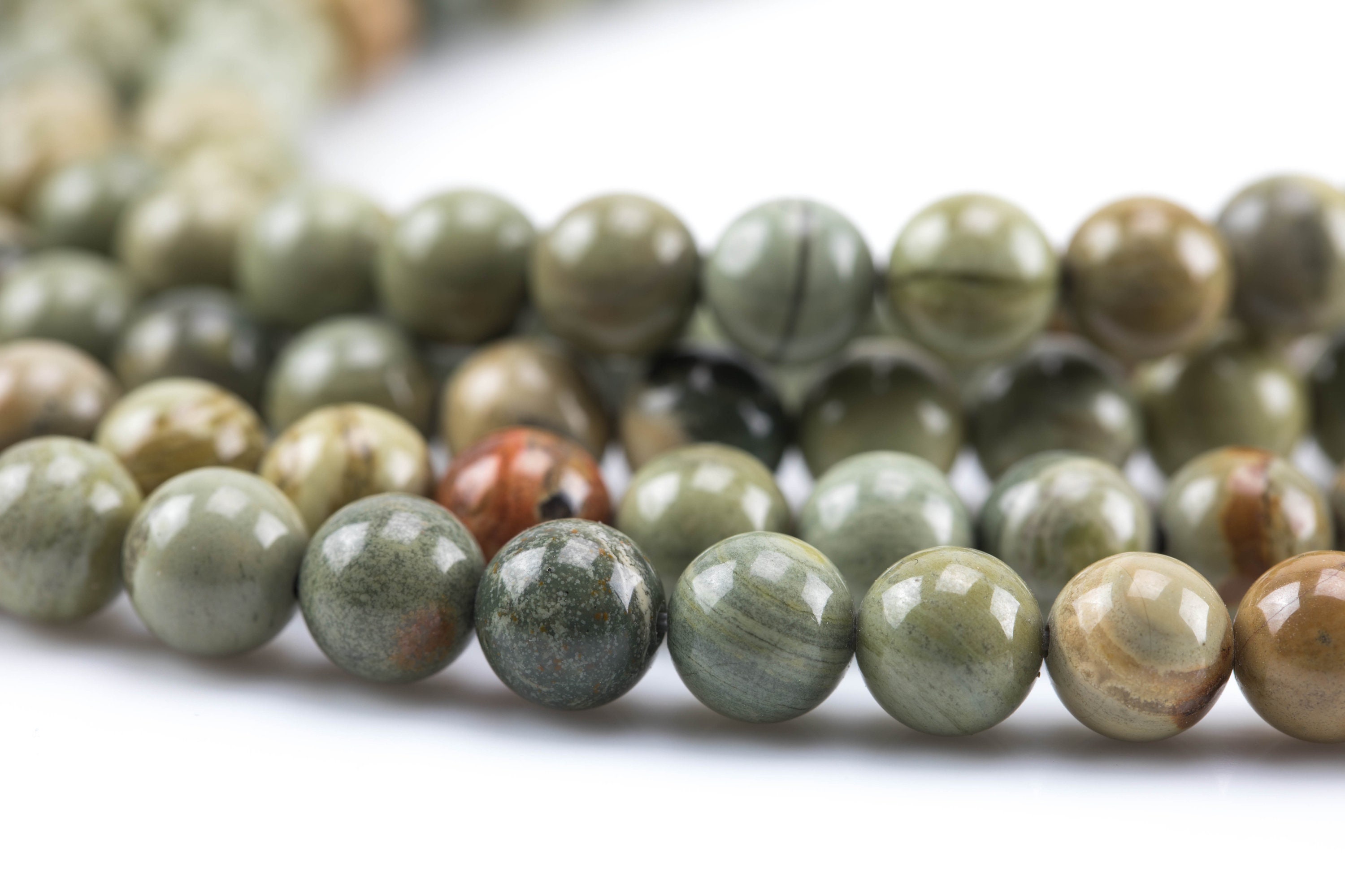 Natural Silver Leaf Jasper, High Quality in Round- 6mm, 8mm, 10mm, 12mm ...
