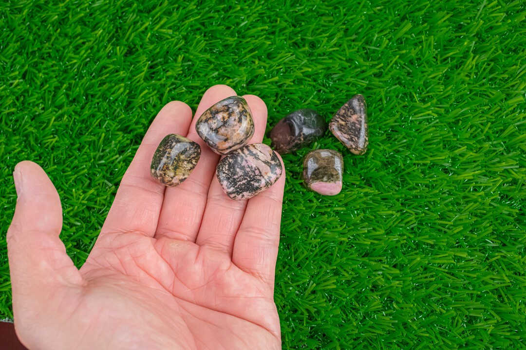 1 Pc Natural Rhodonite Jasper Medium Large Tumbled Stone- 0.8-1.5 Inch ...