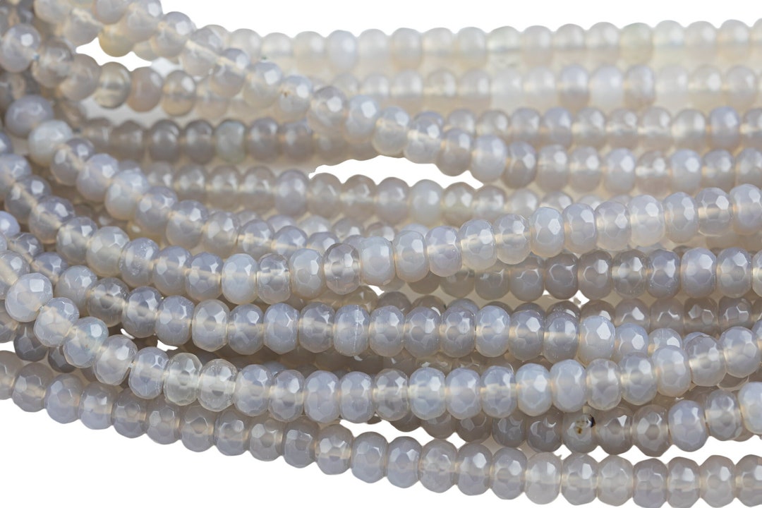 Natural Gray Banded Agate, High Quality in Faceted Roundel, 6mm, 8mm ...