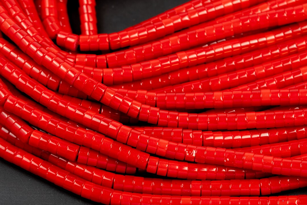 Magnesite Red Coral Heishi Discs Beads 2x4mm 3x6mm 15.5" Strand - Etsy