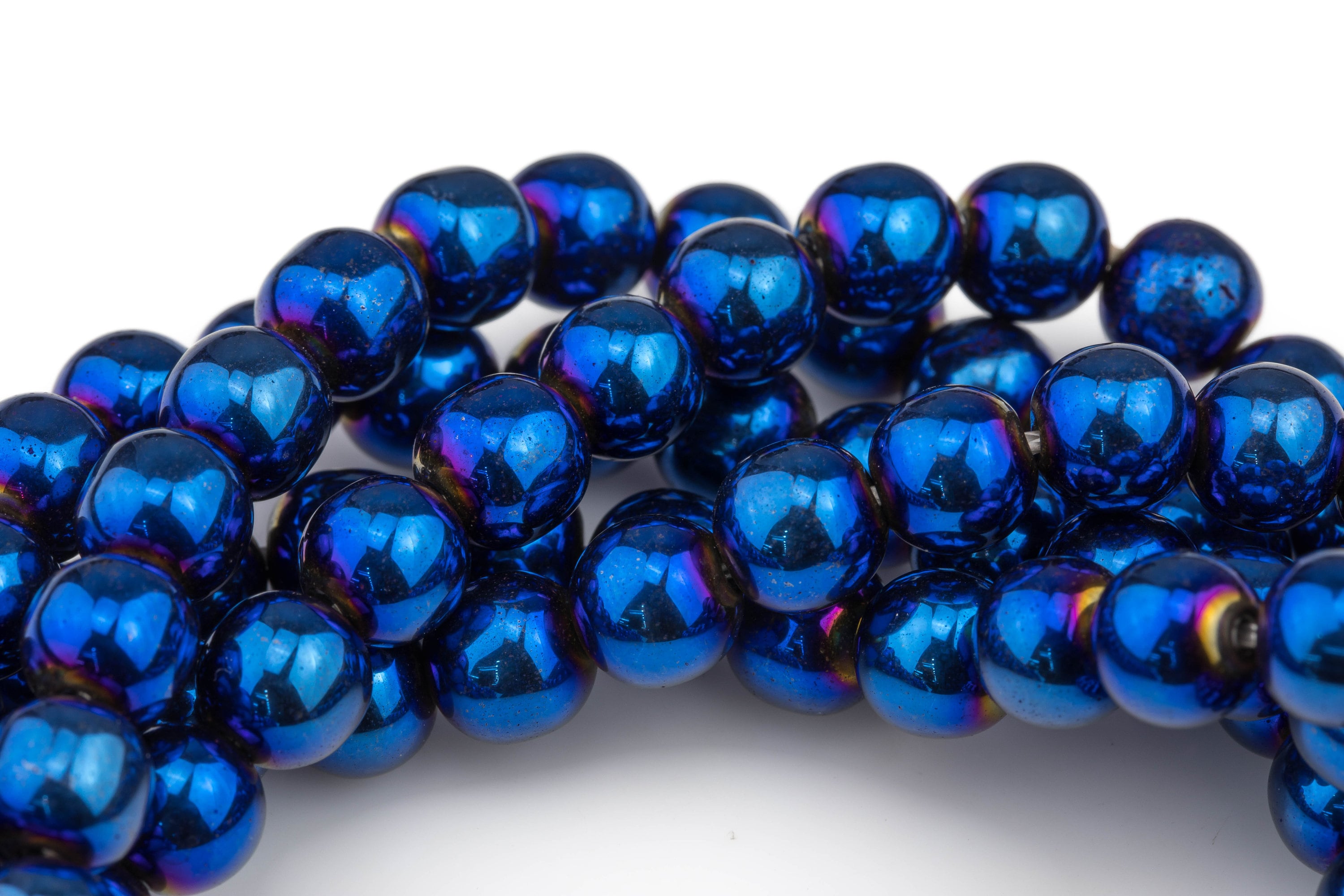 Blue Metallic HEMATITE Beads. Round Smooth. 2mm,3mm, 4mm, 6mm, 8mm,10mm ...
