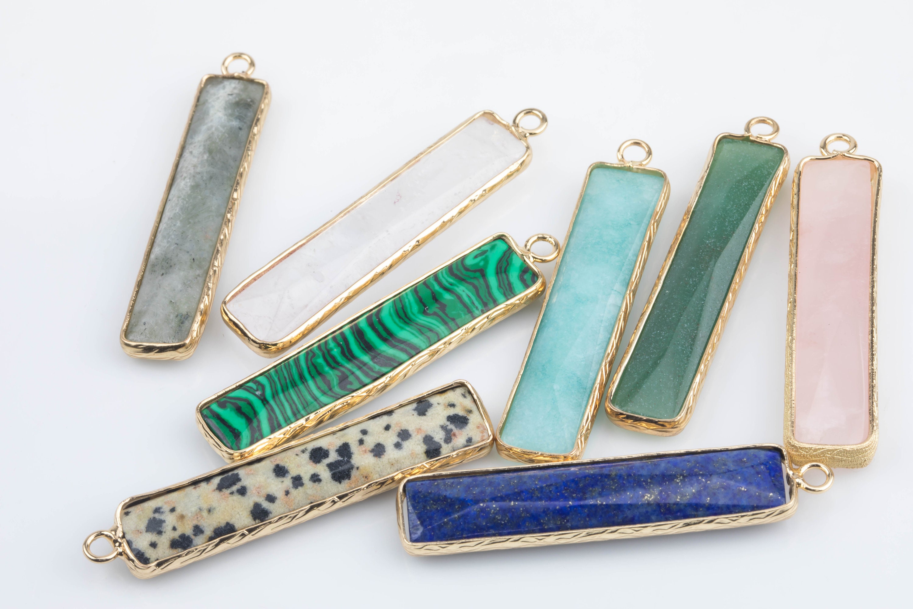 Gemstone Stone Faceted Rectangle Bar Pendants Sticks - 10x40mm - Etsy