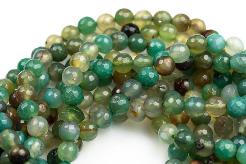 Green Rose Fire Agate- High Quality in Faceted Round- 4mm, 6mm, 8mm ...