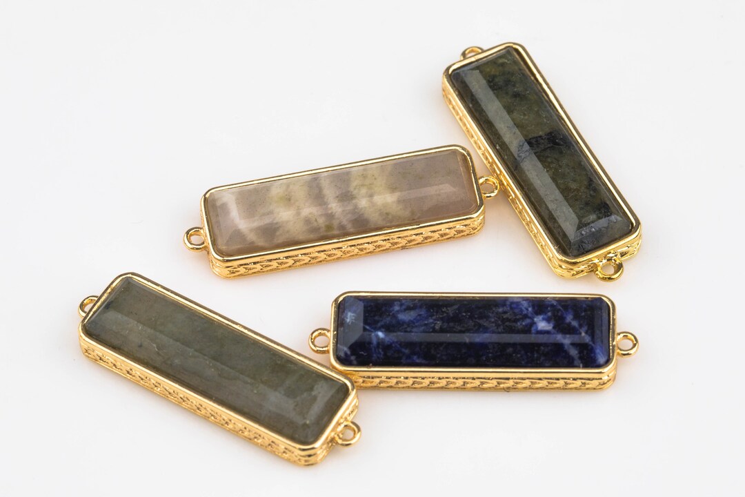 Gemstone Rectangle Bar Gold Plated 10*34mm 1 Piece - Etsy