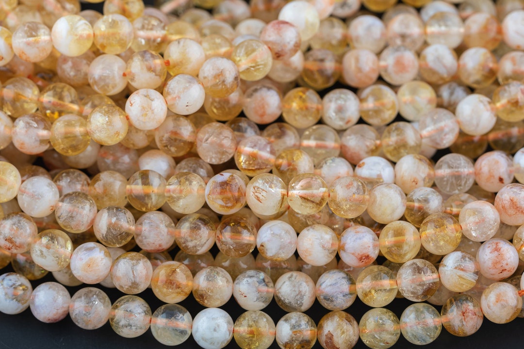 Natural Flower CITRINE Round 6mm, 8mm, 10mm- Full Strand 15.5 Inches ...
