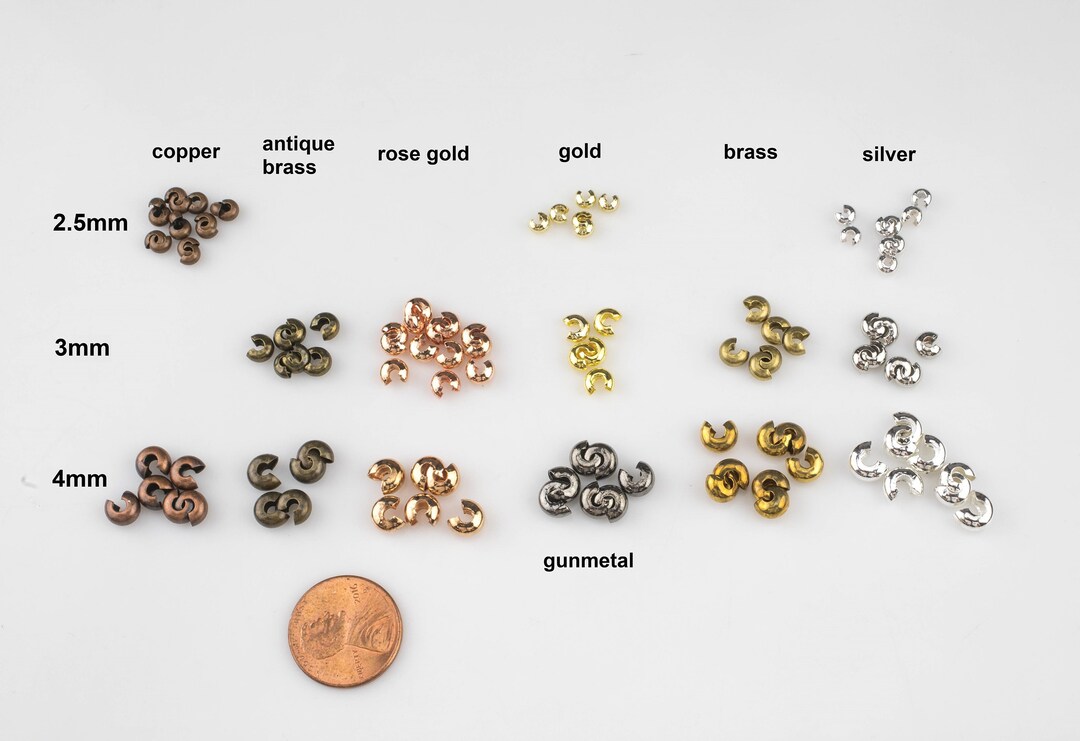 CRIMP COVERS Gold, Silver, Brass, Antique Brass, Copper, Rose Gold ...