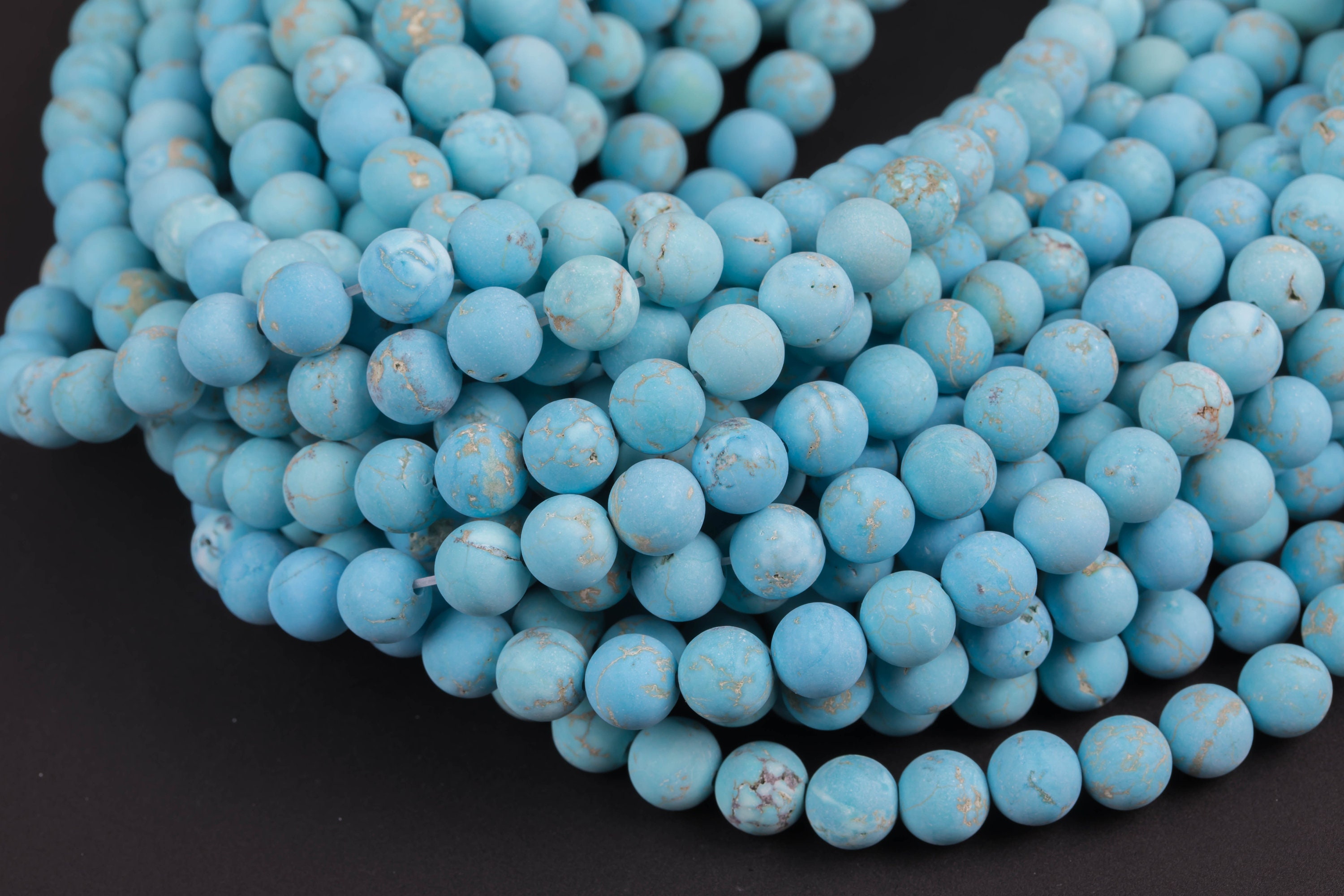 Natural Turquoise Matte Round full Strand 15.5 Inch Strand - Etsy