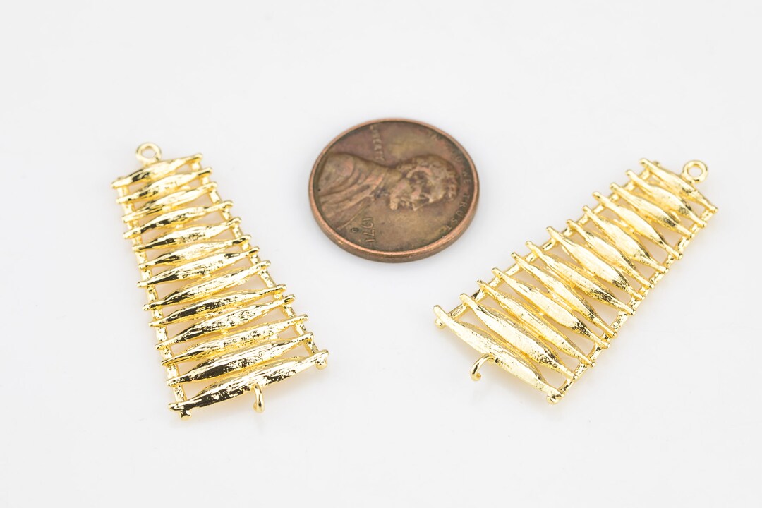 Brushed Gold Trapezoid Shaped- Connector- High Quality- 28x32mm- 2 ...