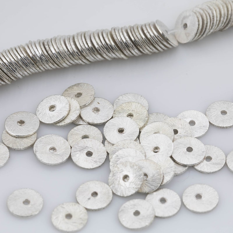 Flat Silver Disc Beads - Etsy UK