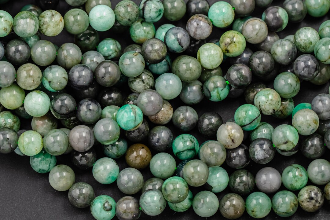 Natural Emerald Beads Round, 6mm, 8mm, 10mm- Full 15.5 Inch Strand ...