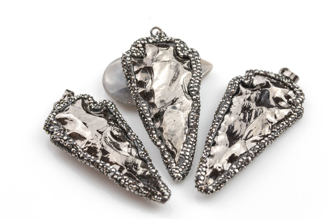 Gunmetal ARROWHEAD Pave Hematite Diamond Crystals Wrapped Arrowhead 2-2 ...