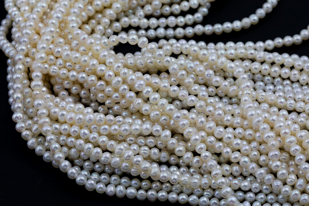3.5mm off Round Pearl Freshwater Pearl-full Strand 15 Inch Strand - Etsy
