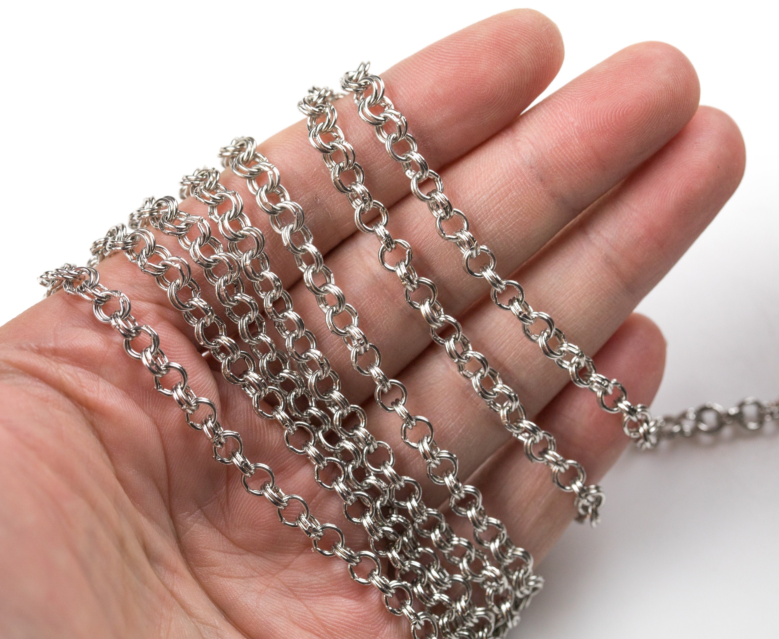 Double Link Chain 5mm White Gold / Platinum Plated / 18k | Etsy