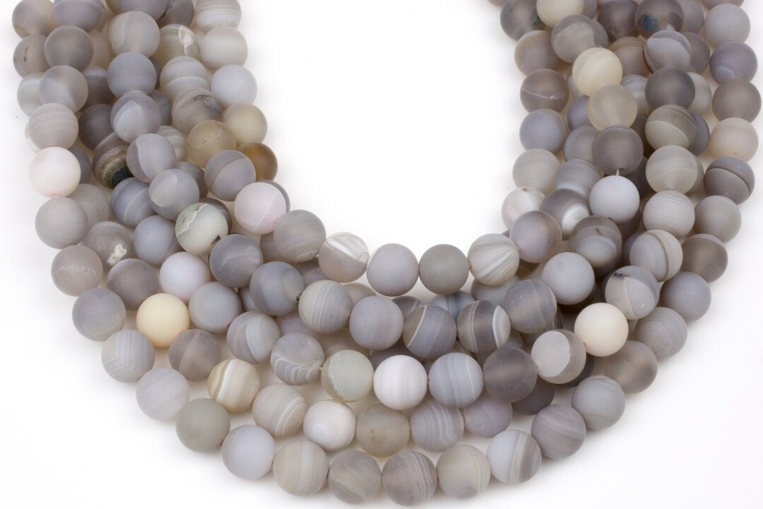Natural Matt Banded Gray Agate, High Quality in Matte Round, 6mm, 8mm ...