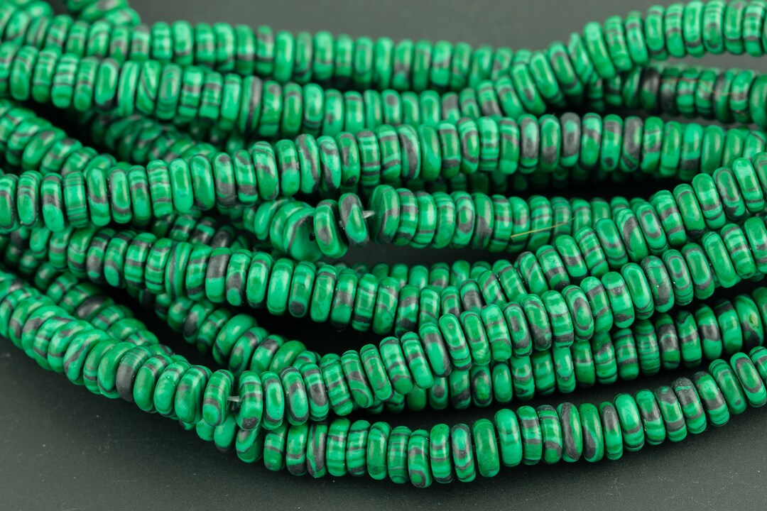 Reconstituted Malachite- High Quality in Smooth Saucer Roundel, 2x6mm ...