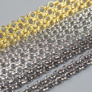 Assorted Brass Rolo Chain. Gunmetal Gold Plated, Dark Silver. by the ...