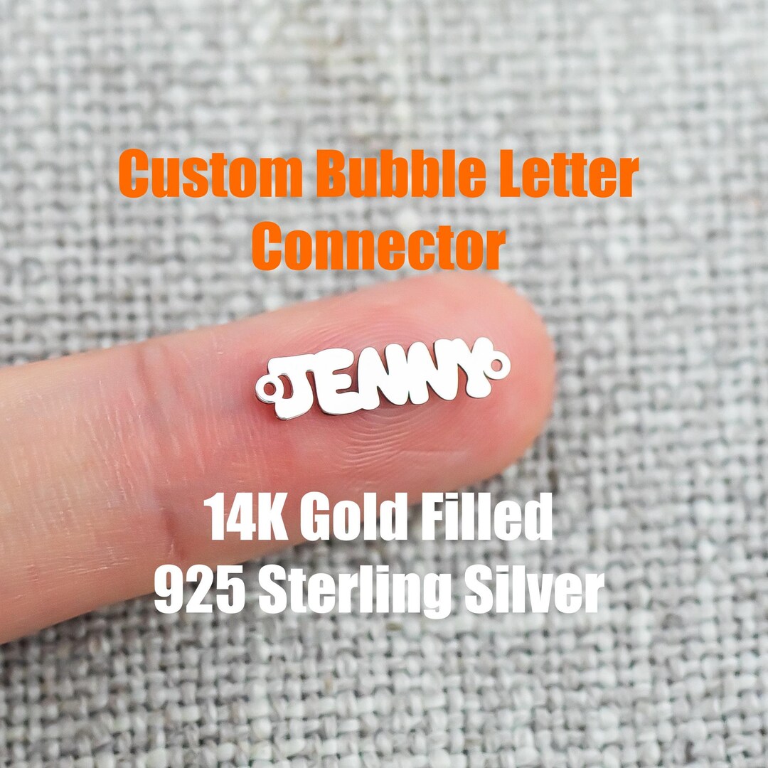Custom Gold Filled Connectors Bubble Letters Connector - Any WORD or ...