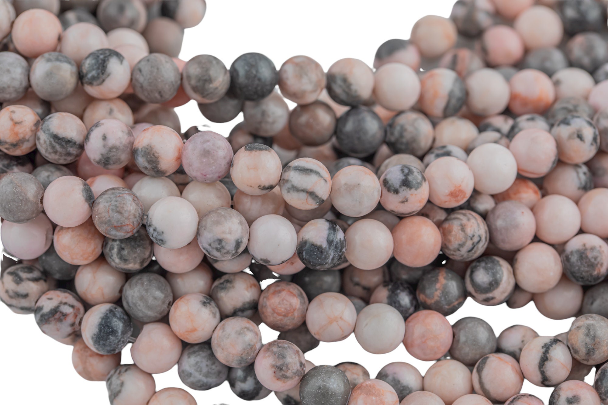 Natural Light Pink Zebra Jasper Beads Grade AAA in Round-full Strand 15 ...