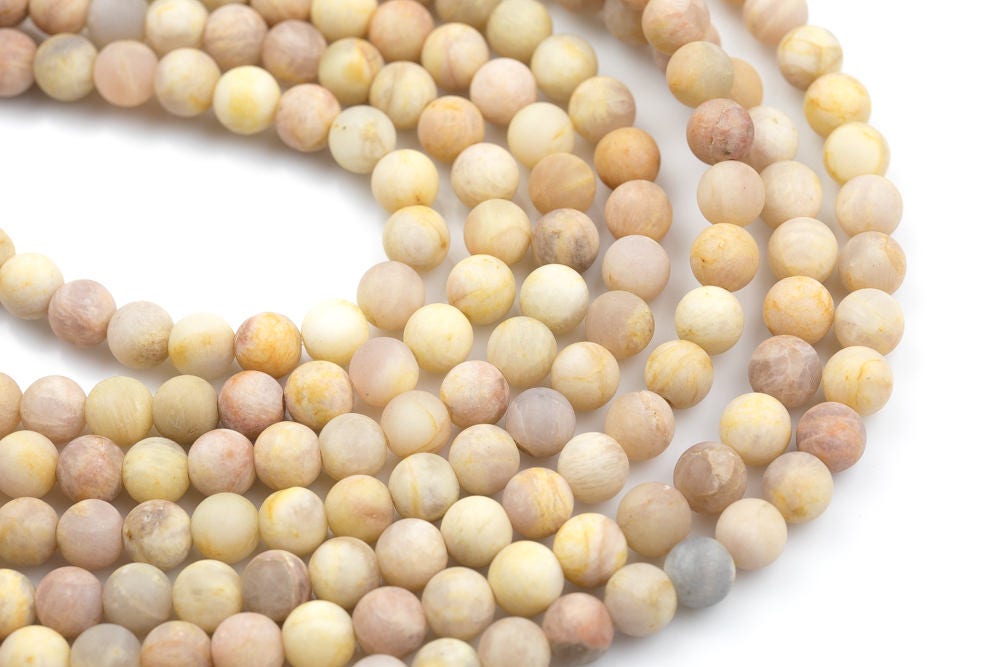 Natural Yellow Moonstone / Sunstone Matte Round Beads. A - Etsy