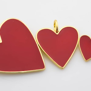 1-2 Pcs 18 Kt Gold Red Heart Enamel- Assorted Size- Large Bail Size - Etsy