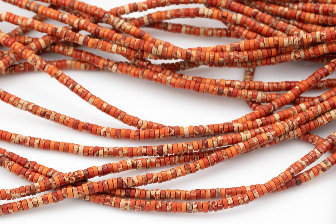 Orange Sea Sediment Jasper Heishi Discs Beads 2x4mm 3x6mm 15.5" Strand ...