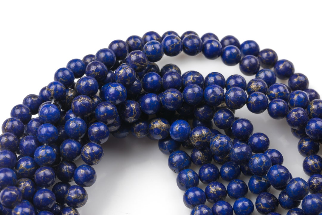 Natural BLUE JASPER With PYRITE Veins 8mm Beads, High Quality in Round ...