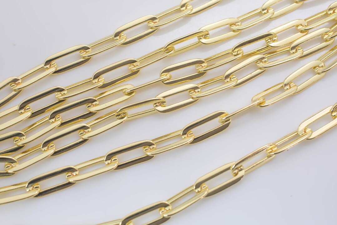 Grosse chaîne trombone, 8 x 21 mm, or 14 carats, maillons géants ...